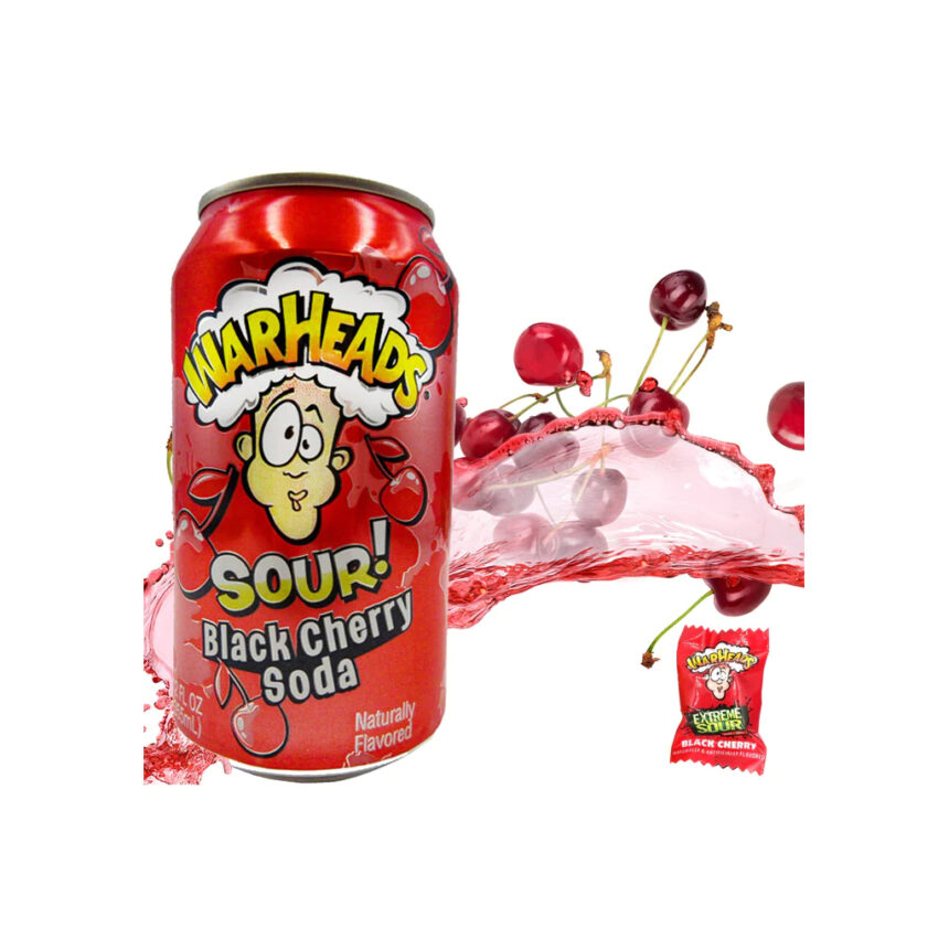 WarHeads Sour Black Cherry Soda 355ml - Box 12 τμχ | American Corner B2B