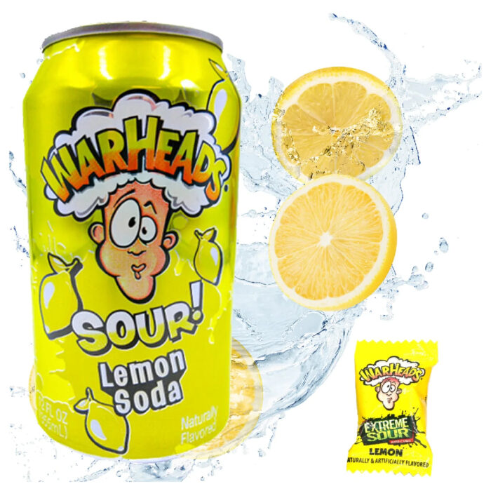 WarHeads Sour Lemon Soda 355ml - Box 12 τμχ | American Corner B2B