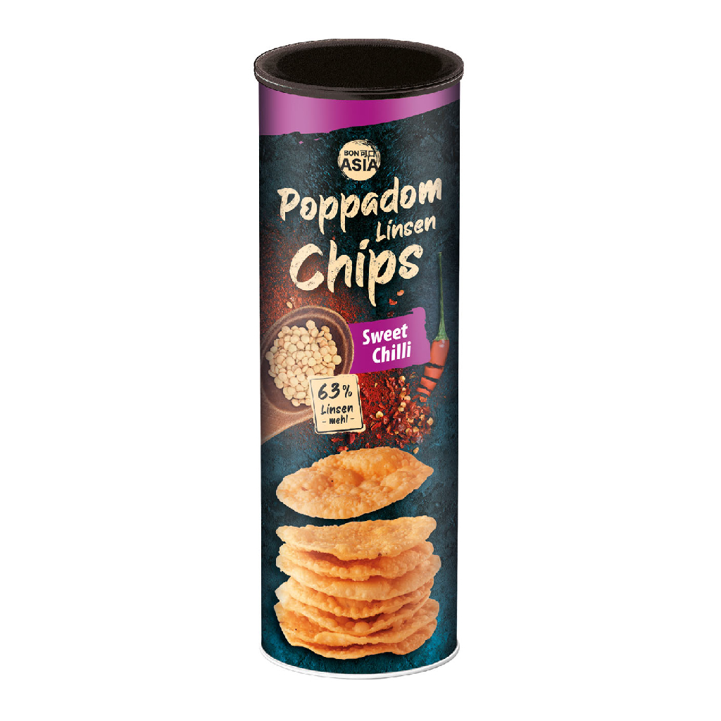 Poppadums Lentil Chips Sweet Chili 70gr | American Corner B2B